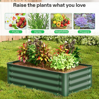 Green Metal Raised Bed Galvanized Raised Planter Box Outdoor Raised ...