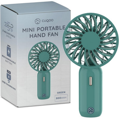 Green Mini Portable Hand Fan 800mah Rechargeable Cooling Fan Travel