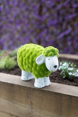 Green Moss Effect Sheep Garden Ornament