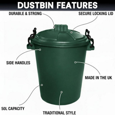 Green Outdoor Bin - Feed Bin - Garden Bin - Waste Bin - 50L with ...