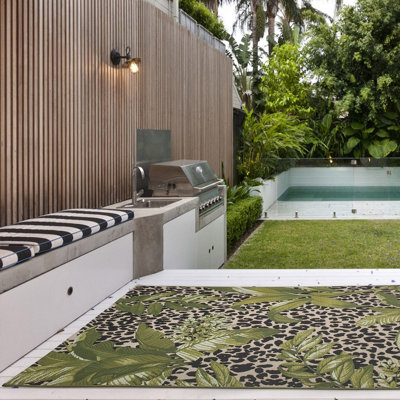 Green Outdoor Rug, Pictorial Stain-Resistant Rug For Decks Patio Garden ...