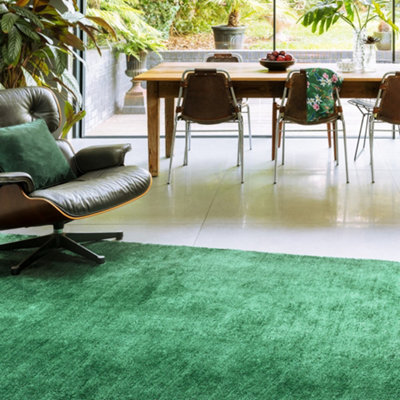 Green Plain Modern Easy to clean Rug for Dining Room Bed Room and ...