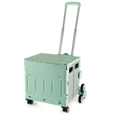 Green Plastic Folding Craft/ Sewing & Hobby Trolley with Stair Climbing ...