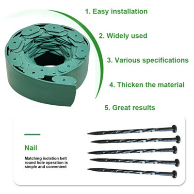 Green Plastic L Shaped Garden Edging Roll Wavy with 30 Ground Pegs (H ...