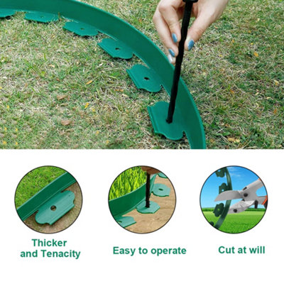 Green Plastic L Shaped Garden Edging Roll Wavy with 30 Ground Pegs (H ...
