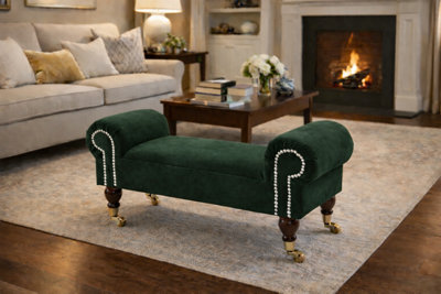 Green Plush Chaise Lounge With Beading