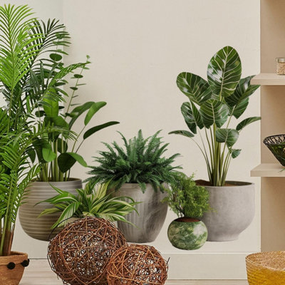 Green Potted Plants Wall Stickers Tropical Leaves Wall Decal PVC ...