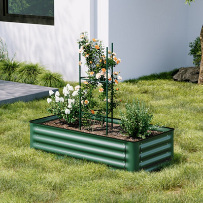 GREEN RECTANGULAR METAL RAISED BED GALVANIZED RAISED PLANTER BOX ...