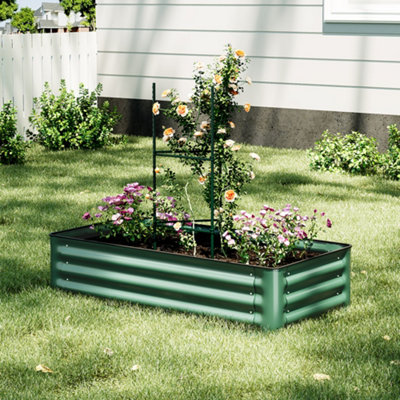 GREEN RECTANGULAR METAL RAISED BED GALVANIZED RAISED PLANTER BOX ...