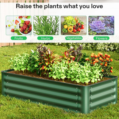 GREEN RECTANGULAR METAL RAISED BED GALVANIZED RAISED PLANTER BOX ...