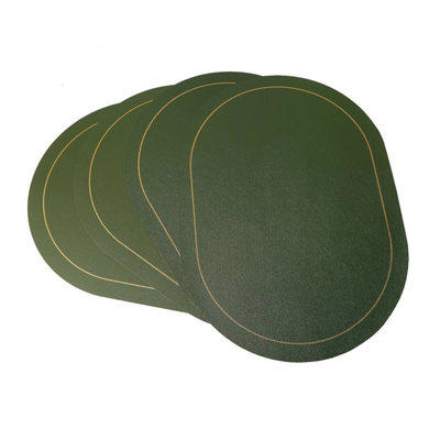 Green Reversible Placemats - Set of 4 with Smart, Fine Gold Border ...