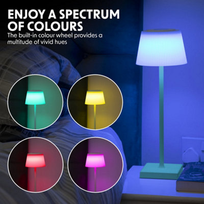 GREEN RGB Rechargeable Table Lamp - Multi-Colour Bedside Light Wireless ...