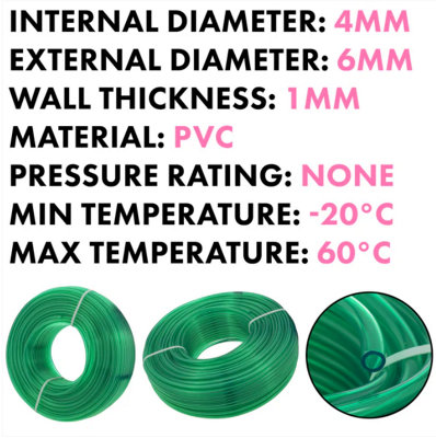 Green Semi-Transparent PVC Pipe 4mmx6mm - 3 Meters