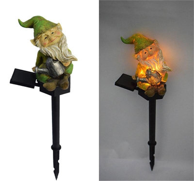 Green Solar Garden Cartoon Resin Dwarf Genie Lights | DIY at B&Q
