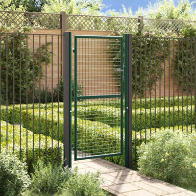Green Steel Fence Gate with Lock & Keys 100x175 cm - Garden Security ...