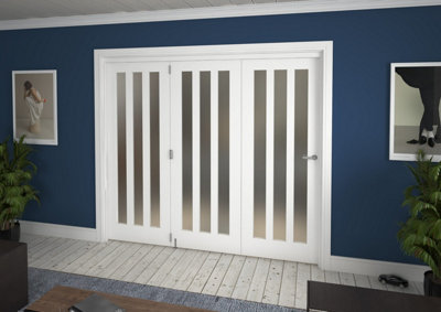 Green & Taylor Aston White Frosted Glass Roomfold Internal Bi-folding ...