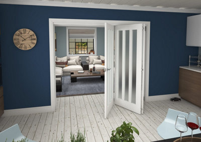 Green & Taylor Aston White Frosted Glass Roomfold Internal Bi-folding ...
