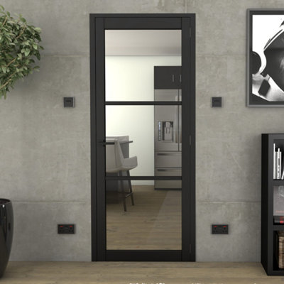 Green & Taylor Black Heritage Slimline 3 Lite Clear Glass - Prefinished ...