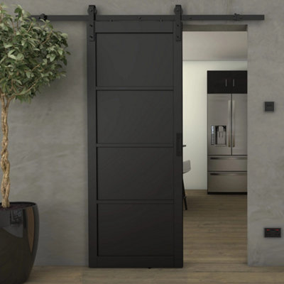 Green & Taylor Black Shaker 4 Panel - Prefinished Internal Sliding Barn ...