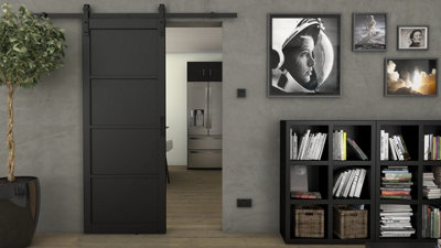 Green & Taylor Black Shaker 4 Panel - Prefinished Internal Sliding Barn ...