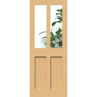 Green & Taylor Victorian Oak Shaker 2 Lite Clear Glass FD30 Fire Door