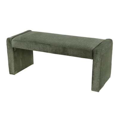 Green Textured Velveteen Bench