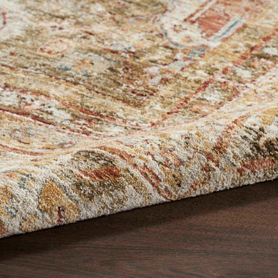 Green Traditional Rug, Bordered Geometric Anti-Shed Rug, 5mm Thickness ...
