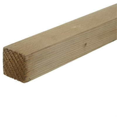 Green Treated 4 Eased Edges Regularised Timber - 44mm (T) x 44mm (W) x ...