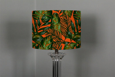 Green Tropical Leaves on Orange (Ceiling & Lamp Shade) / 25cm x 22cm ...