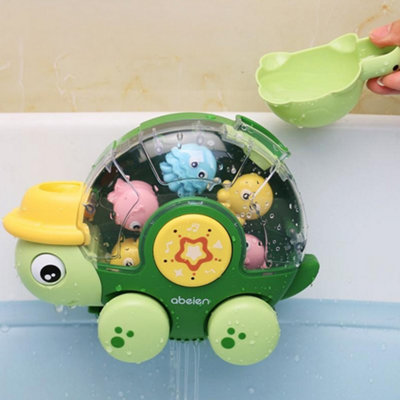 Green Turtle Tub Toy with Suction Cup Bath Toys for Toddlers Sound Gift ...