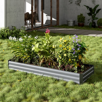 Green U-shaped Five-grid Metal Raised Bed Galvanized Raised Planter Box ...