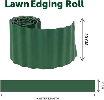 Green Wavy Garden Lawn Edging - 2 x 9m Packs (Total 18m) - 20cm High
