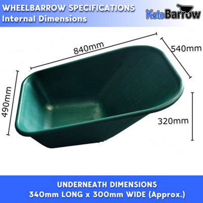 Green Wheelbarrow Tray Body - 110L Plastic Pan