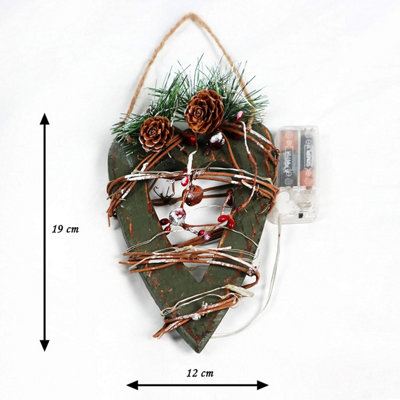 Green Wooden LED Heart Hanging Ornament Christmas Holiday Home décor ...
