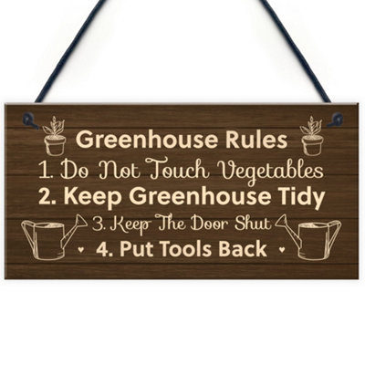 Greenhouse Rules Sign Hanging Garden Shed Sign Gift For Family Home ...