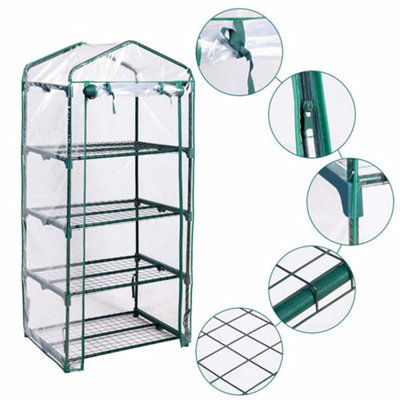 Greenhouse with Easy-Fit Frame and Heavy Duty Cover - 4 Shelf