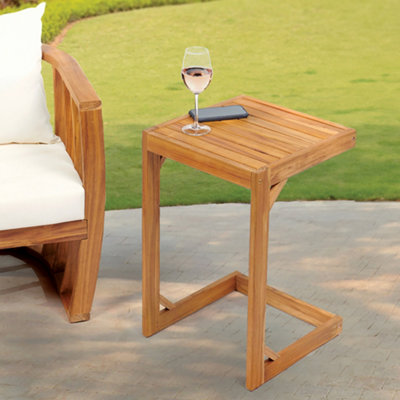 Greenhurst C Shaped Wooden Outdoor Acacia Side Table