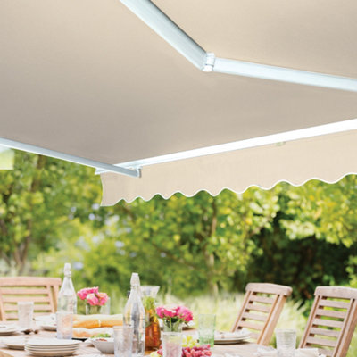 Greenhurst Deluxe Easy Fit Balmoral Awning 2.5m x 2m Manual, 280g/m Plain Beige