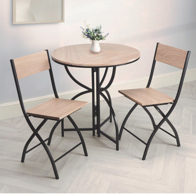 Greenhurst Folding Table and 2 Chairs, Metal frame with wood effect ...