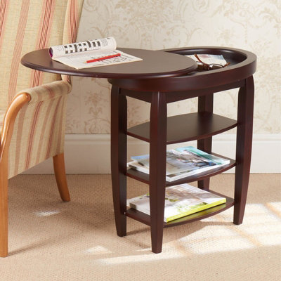 Greenhurst Swivel-top Side Table with Shelves, Hidden Storage, Mahogany ...