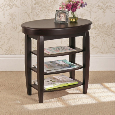 Greenhurst Swivel-top Side Table with Shelves, Hidden Storage, Mahogany ...