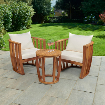 Greenhurst Wooden Patio Garden Abberley Coffee Set, Round Table and 2 ...