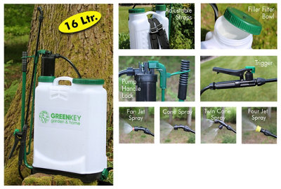 Greenkey 16 Litre Knapsack Sprayer & Protection Kit