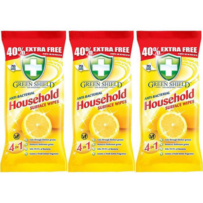 GreenShield 70 Large Antibacterial Household Surface Cleaning Wipes ...