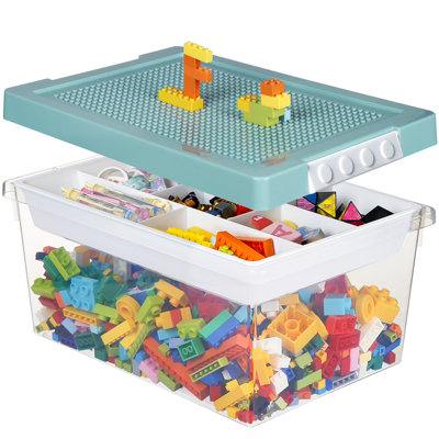 Greentainer Stackable Plastic Storage Bin with Removable Tray for Toy ...