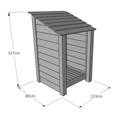 Greetham 4ft Log Store with Doors - L80 x W123 x H128 cm - Rustic Brown
