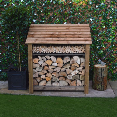 Greetham 4ft Log Store with Kindling Shelf - L80 x W123 x H128 cm ...