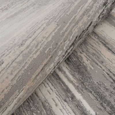 Greige Super Soft Abstract Fringed Lustre Area Rug 120x170cm