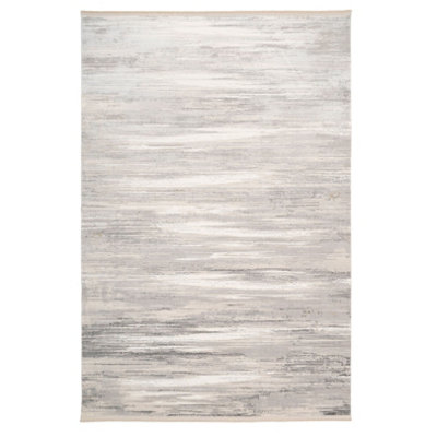 Greige Super Soft Abstract Fringed Lustre Area Rug 160x230cm | DIY at B&Q