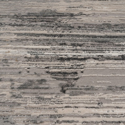 Greige Super Soft Abstract Fringed Lustre Area Rug 200x290cm